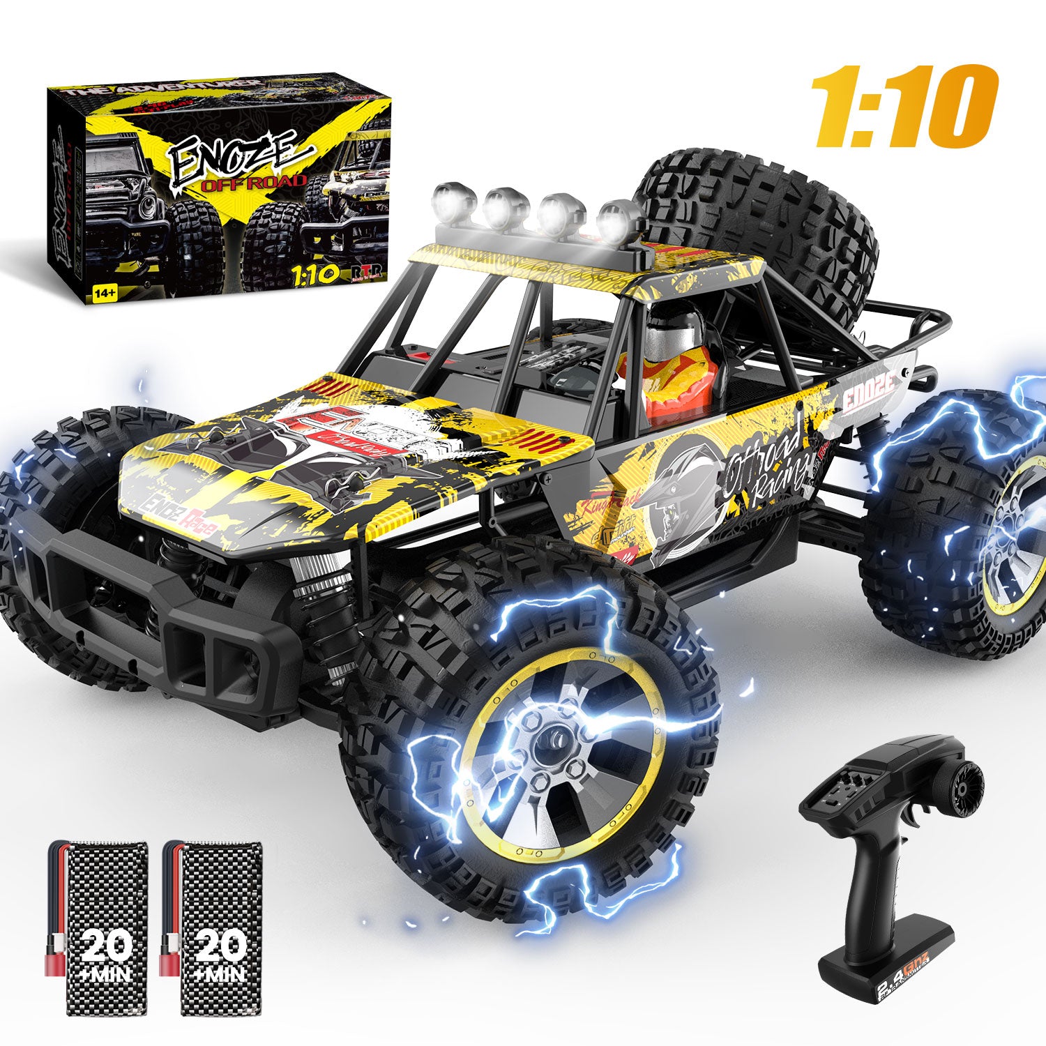 JoyStone 1:10 Large Remote Control Truck with LED Lights, Hobby Grade