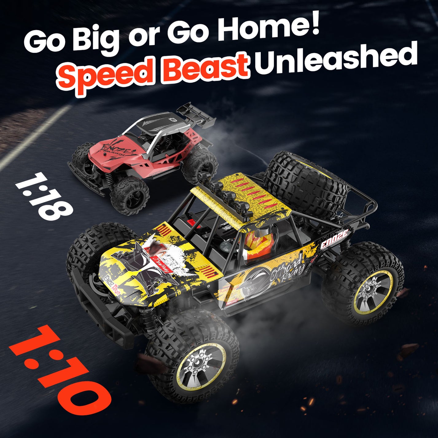 JoyStone 1:10 Large Remote Control Truck with LED Lights, Hobby Grade