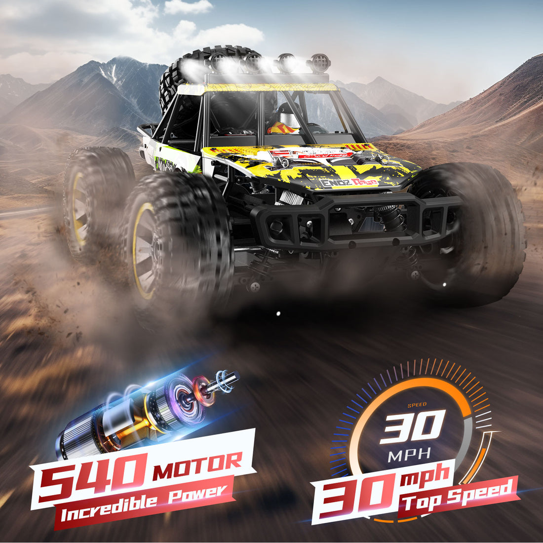 JoyStone 1:10 Large Remote Control Truck with LED Lights, Hobby Grade