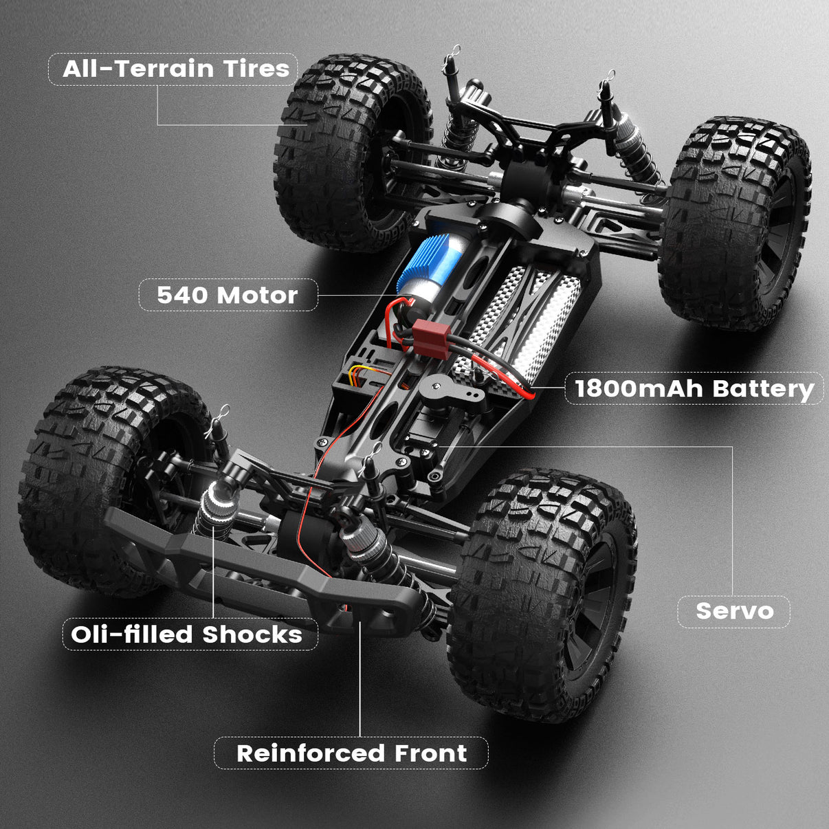 JoyStone 1:10 Large Remote Control Truck with LED Lights, Hobby Grade