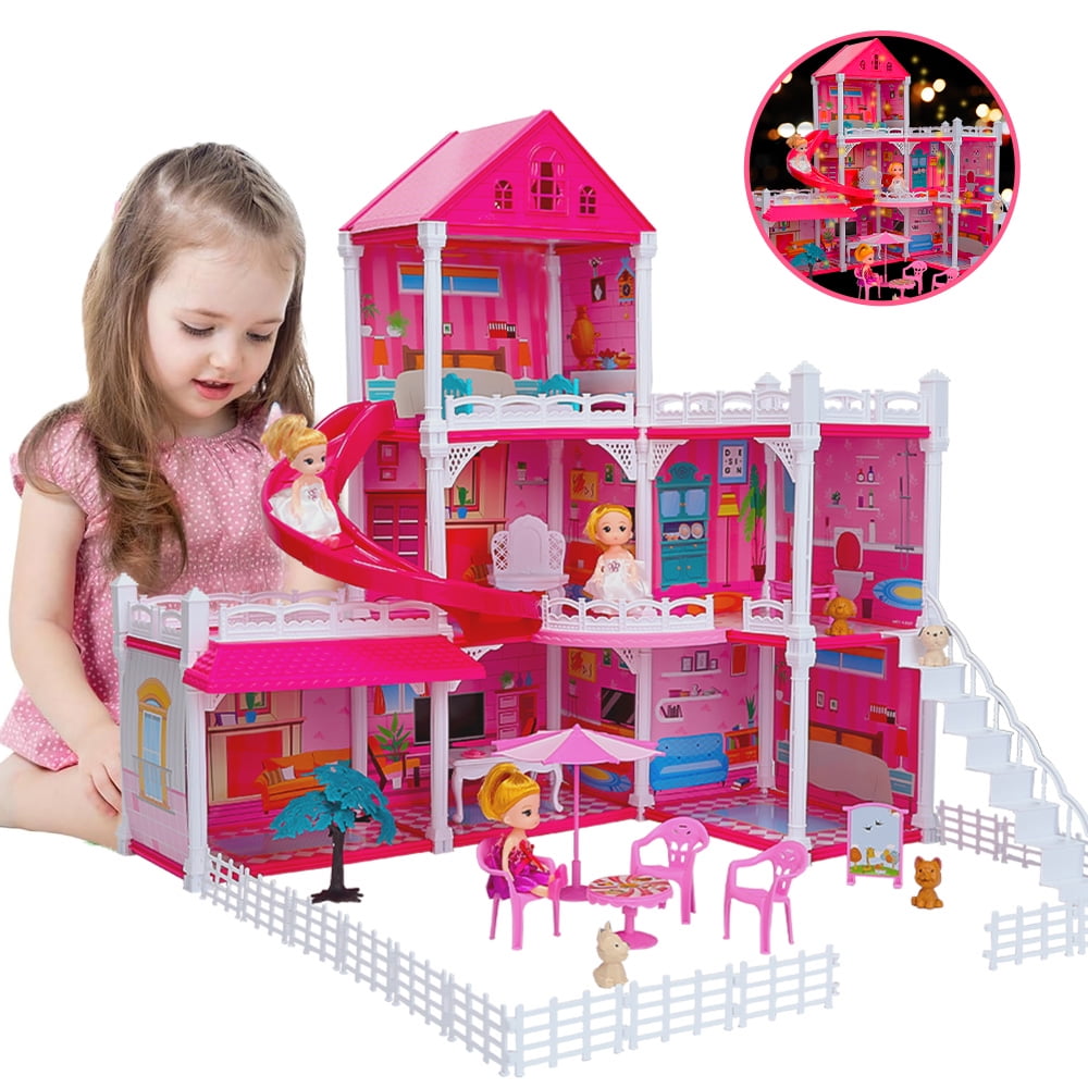 WowSmile Princess Castle House for Girls, Dollhouse Playset, 3-Story 6